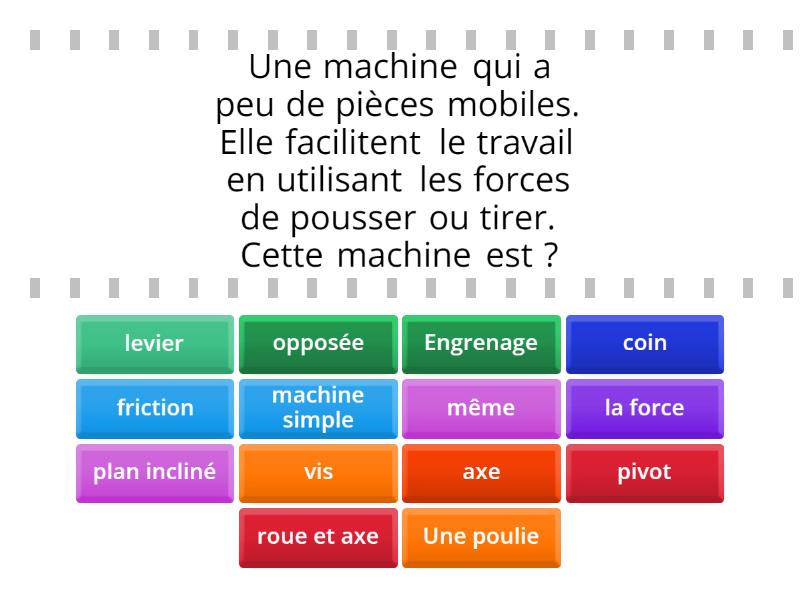 Les machines simples - Find the match