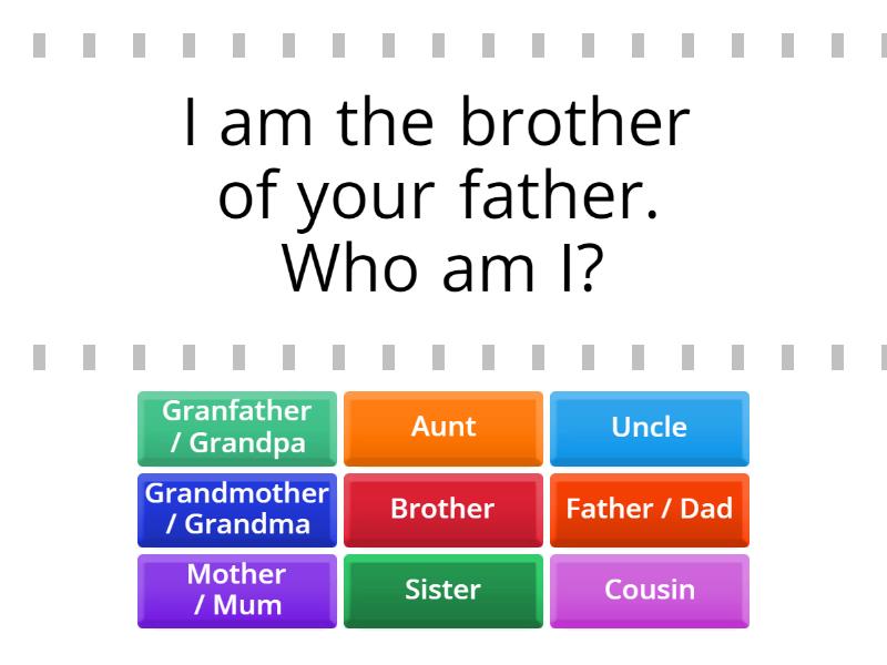 Who am I? Family members - 5th grade - Find the match