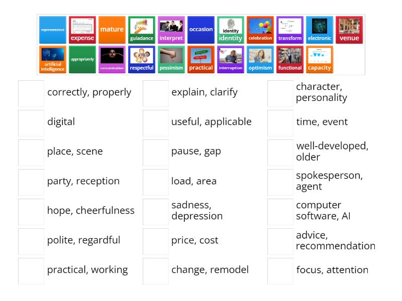 12 advanced Exam words synonysms - Match up