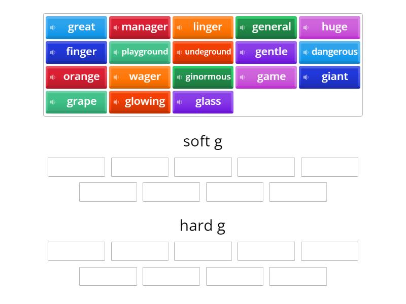 phonic - soft g and hard g - Group sort