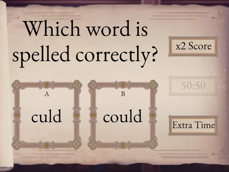 Tri 2 Which word is spelled correctly? - Gameshow quiz