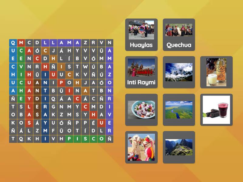 Peru culture - Wordsearch