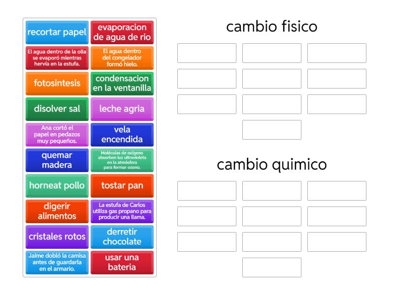 Cambio fisico y cambio quimico - Group sort