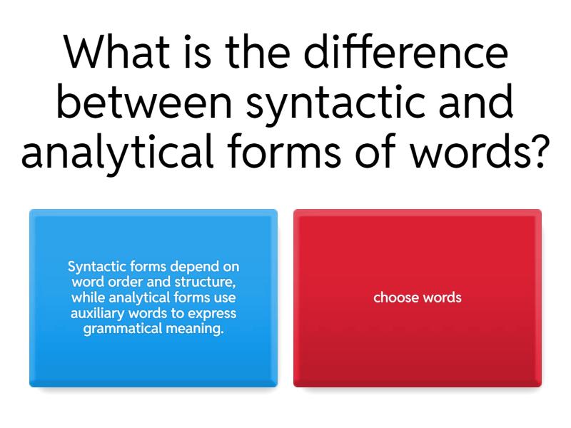 Syntactic and analytical forms - Quiz