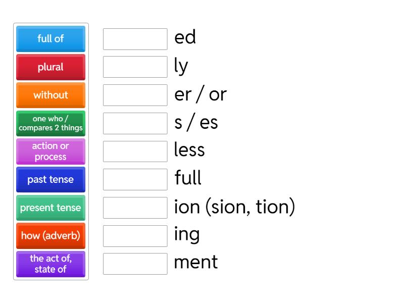 Suffixes - Match up