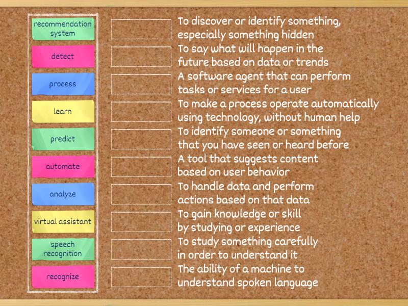 Verbs connected to AI - Match up