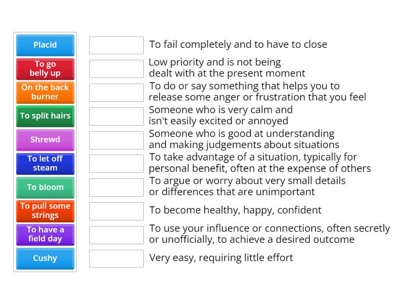 Vocabulary - Match up