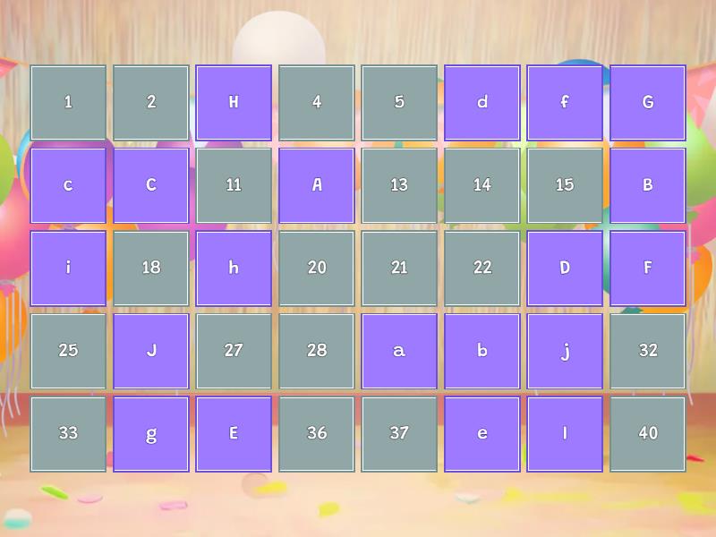 ABC Memory Matching - Matching pairs