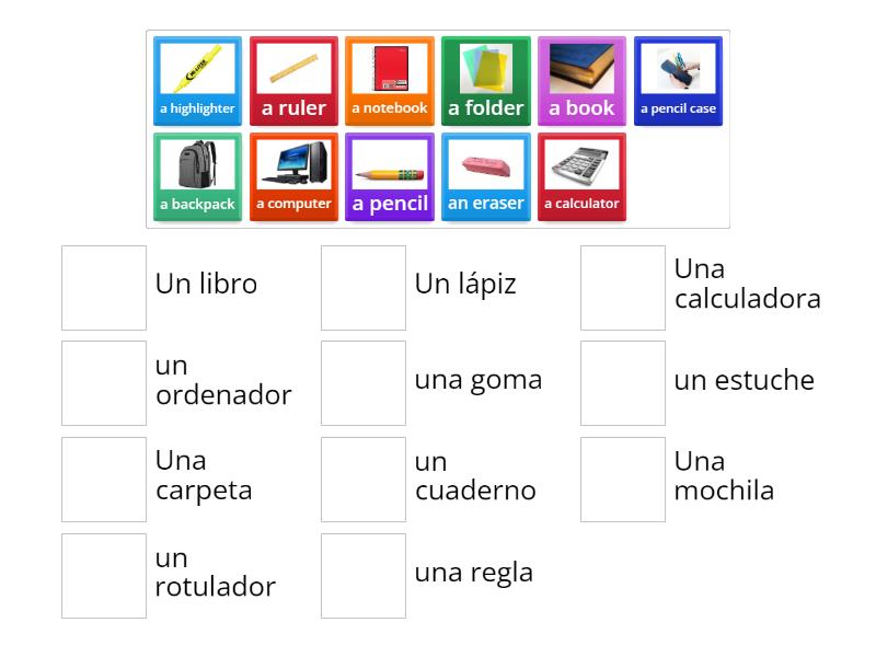 Los materiales escolares - Match up