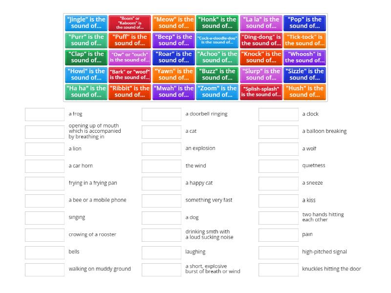 Onomatopoeia game - Match up
