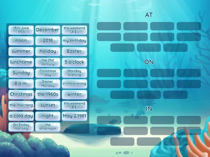 Time Prepositions - Group sort