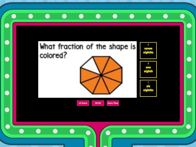Identifying Halves, Fourths, and Eighths - Gameshow quiz