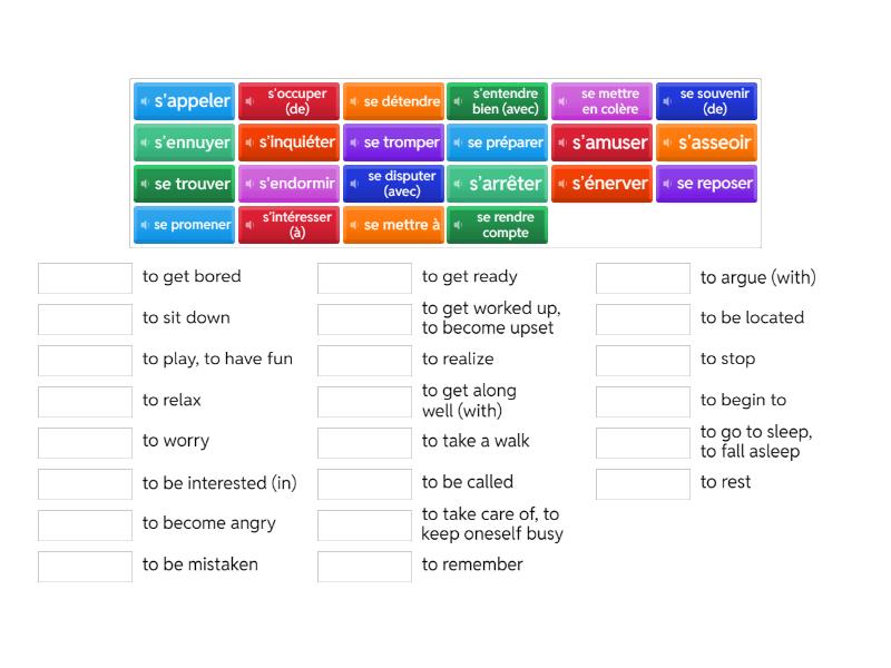 D'accord 2 2A idiomatic reflexive verbs - Match up