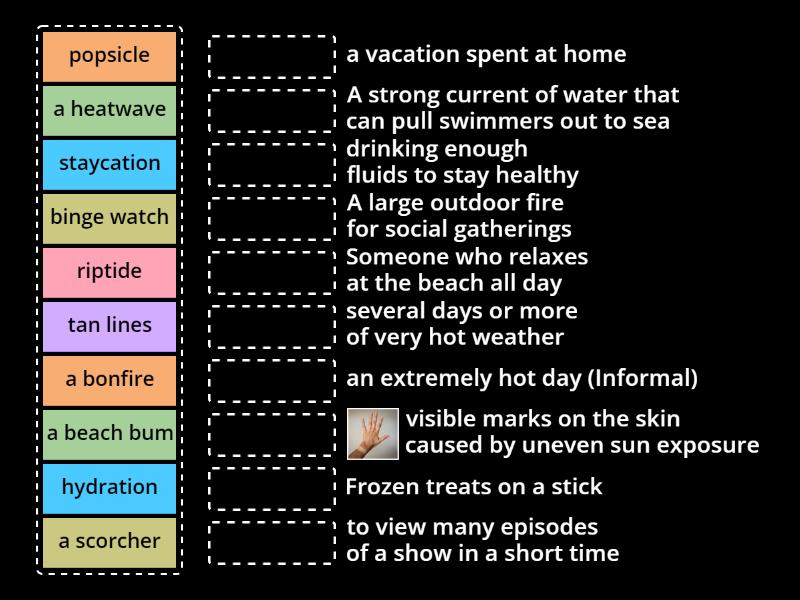 summertime vocabulary - Match up