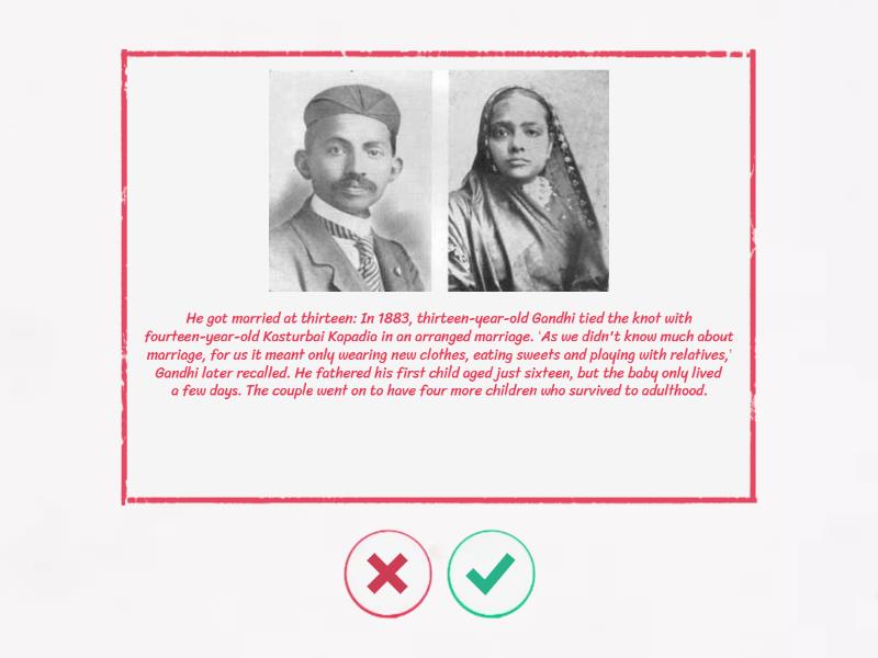 6 interesting facts about Mahatma Gandhi - Flash cards