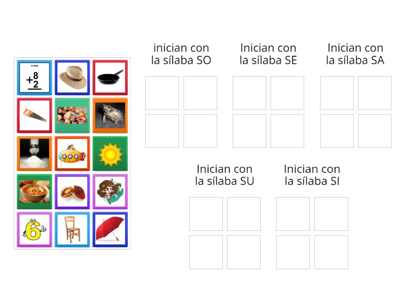 Silabas sa, se, si , so , su - Ordenar por grupo