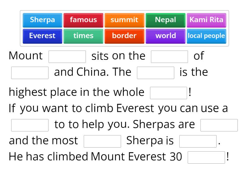 Mount Everest - Complete the sentence