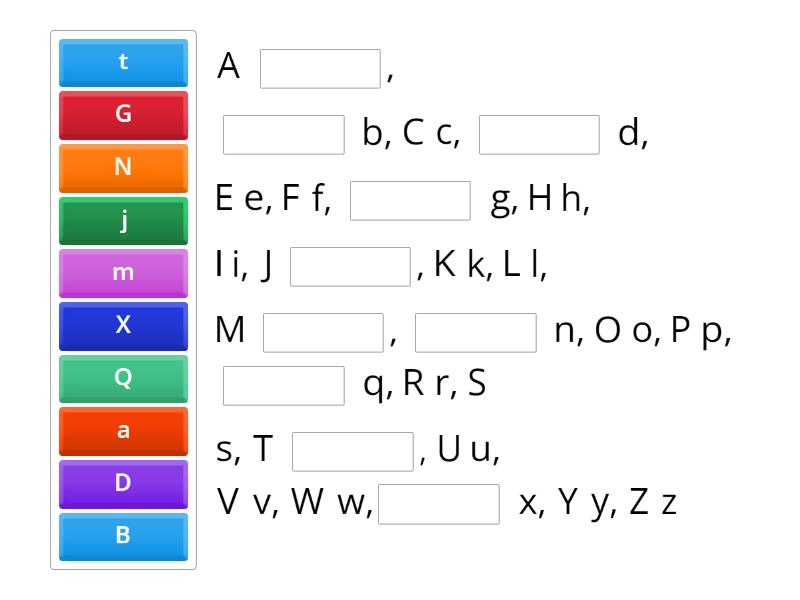 ABC. Missing letters - Complete the sentence