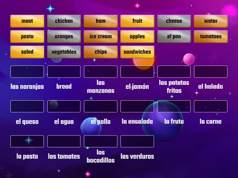 Year 8 Spanish - Food vocab - Match up