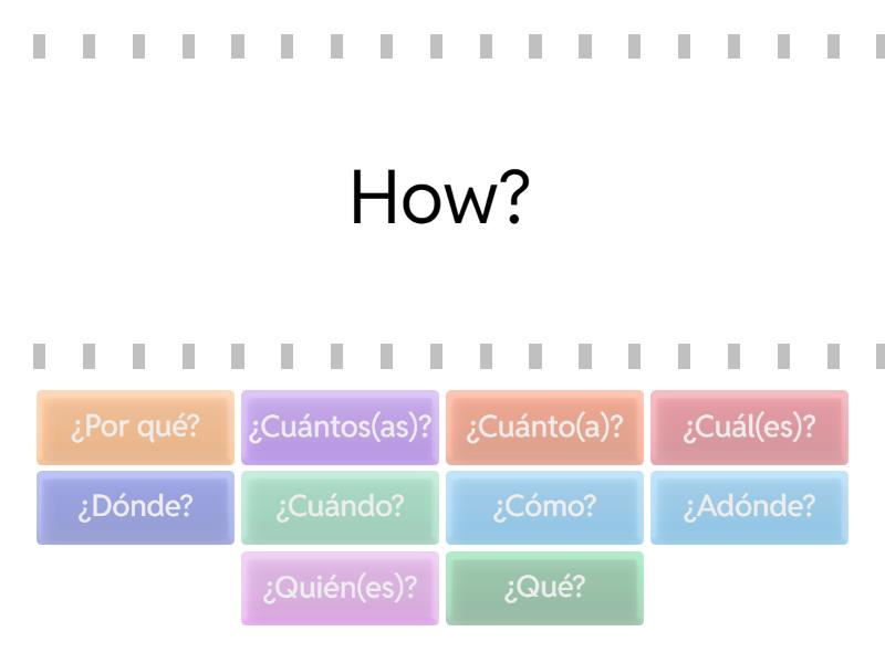 Questions Words in Spanish (Interrogativos) - Find the match