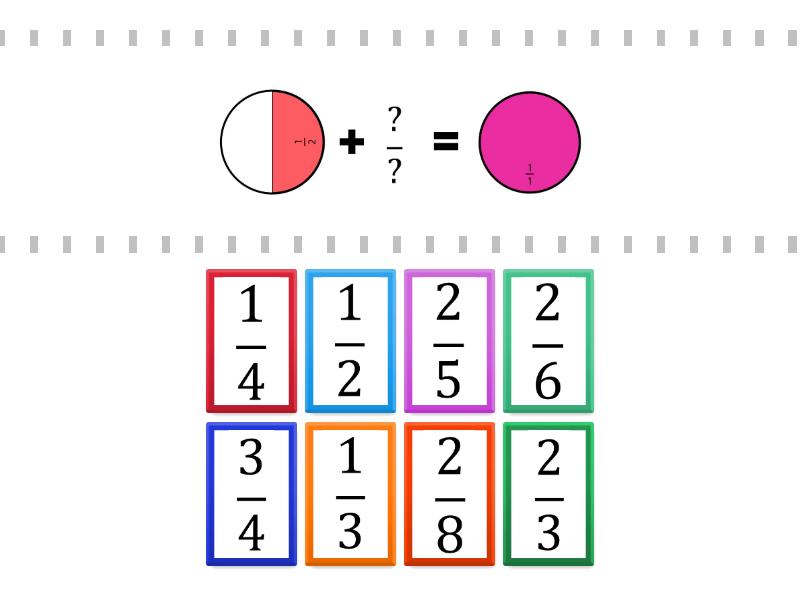 Adding fractions - Make a whole 1 - Find the match