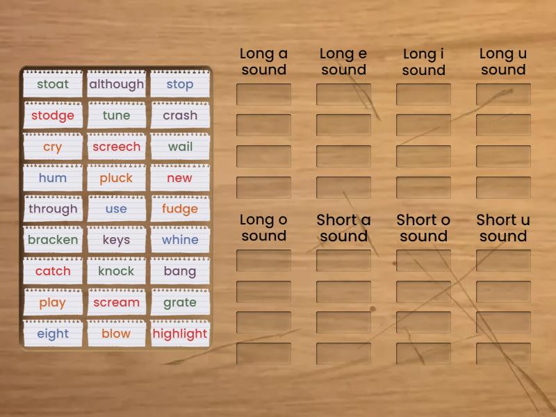 Long or short vowel sounds - sort the sounds - Group sort
