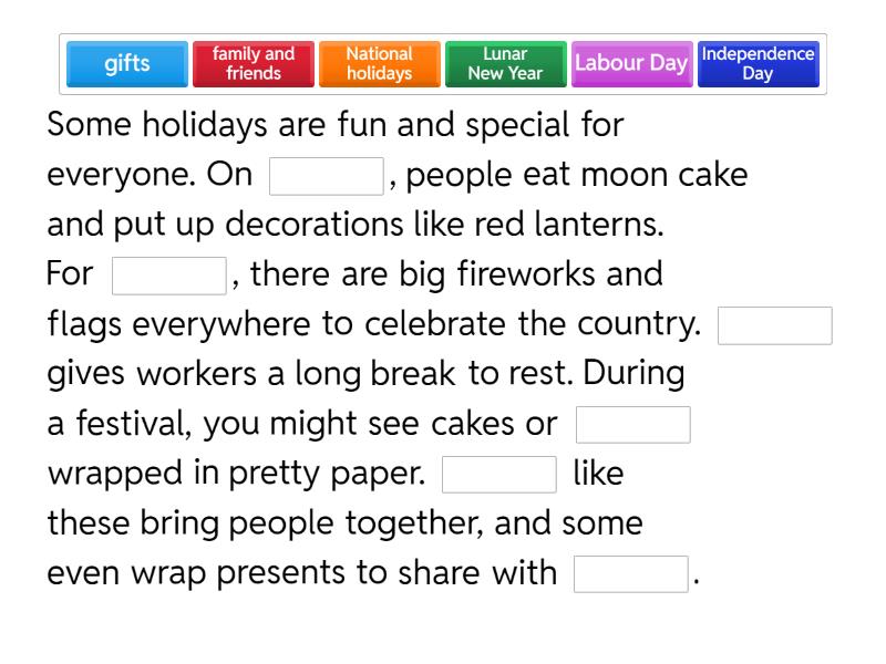 Holidays - Complete the sentence