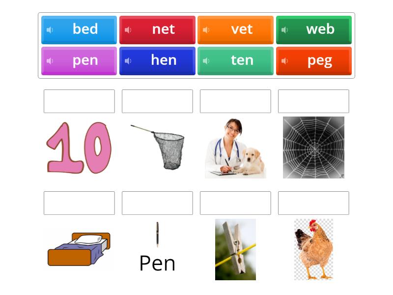 Short e CVC Words - Match up