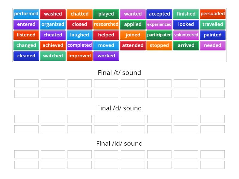EF B3 M2 Past tense '-ed' Sound Endings - Group sort
