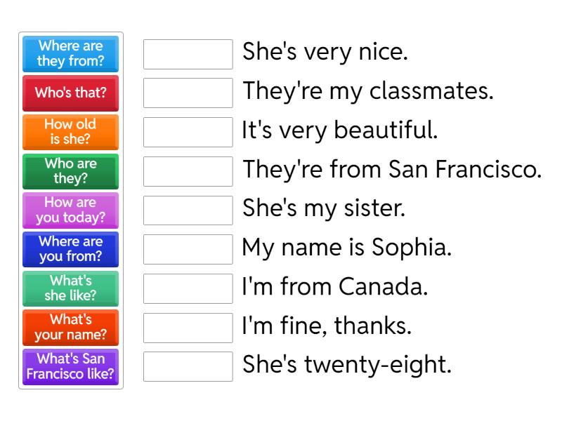 Interchange Intro - Unit 3 - Wh-questions with be - Match up
