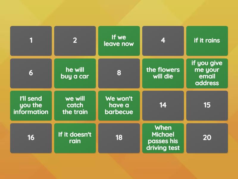 If clauses 1st type - Matching pairs