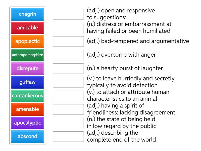 Life of Pi Vocabulary - Match up