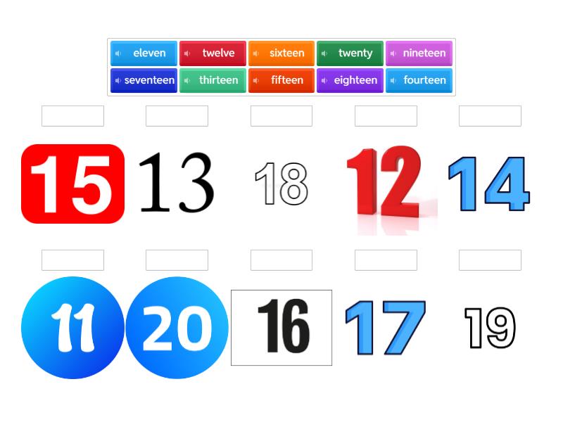 Numbers 11-20 - Match up