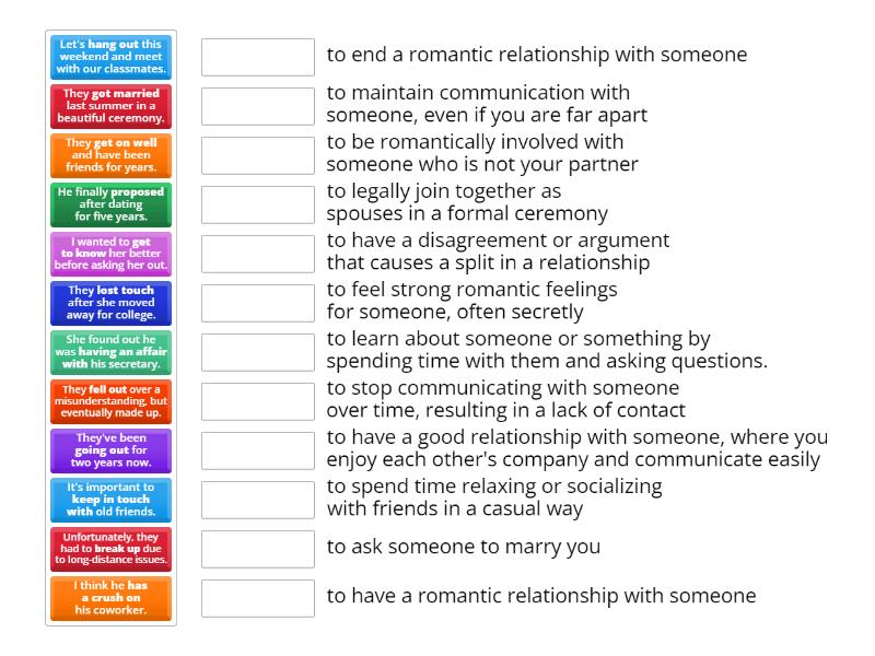 Relationships verbs - Match up