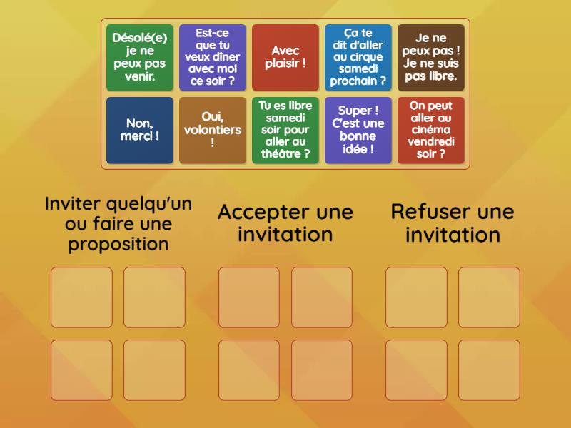 Inviter quelqu'un, accepter ou refuser une invitation - Group sort