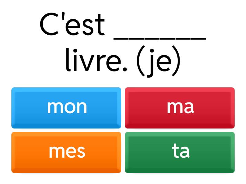 French Possessive Adjectives - Quiz