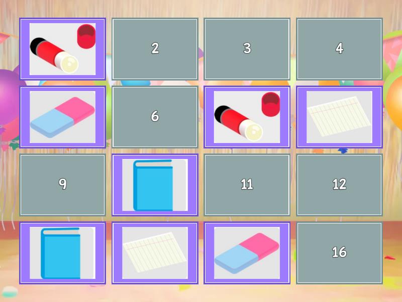 HF C Memory game classroom objects - Parejas
