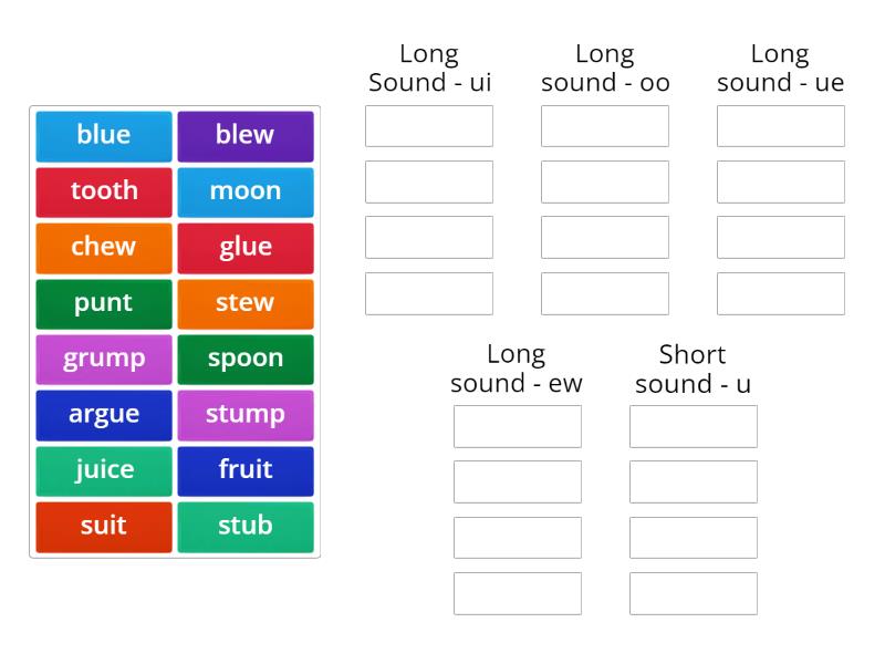 Long and Short u Sound - Group sort