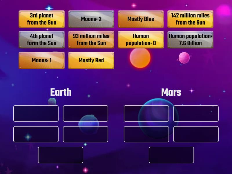 Earth vs Mars - Group sort