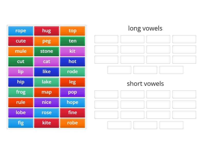 Revision time 3 long and short vowels mix - Group sort