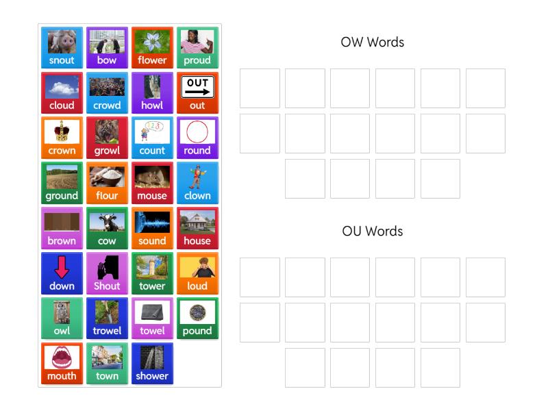 LO: To sort 'ow and ou' words - Group sort