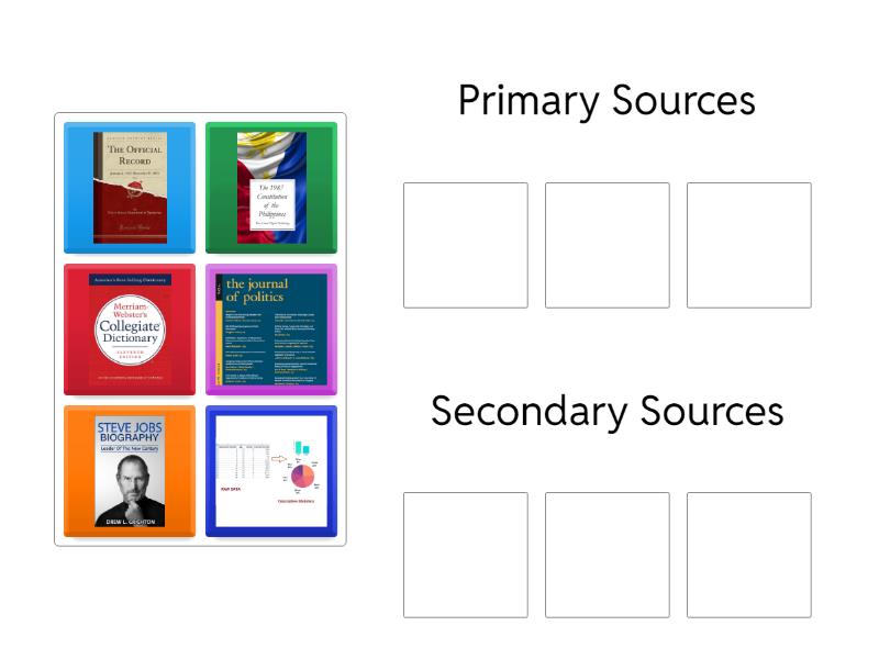 Primary and Secondary Sources - Group sort