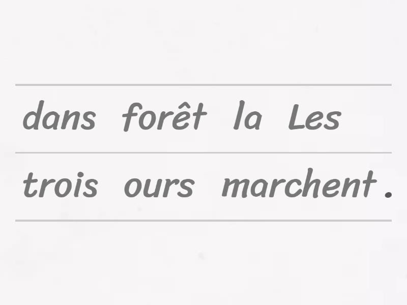 Boucles Violettes et les trois ours : Mets les mots en ordre - Unjumble