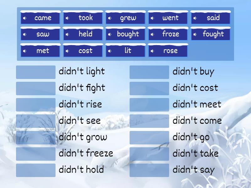 Past simple tense positive and negative sentence - Match up