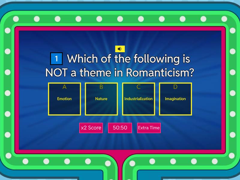 Romanticism Poetry Gameshow - Gameshow quiz