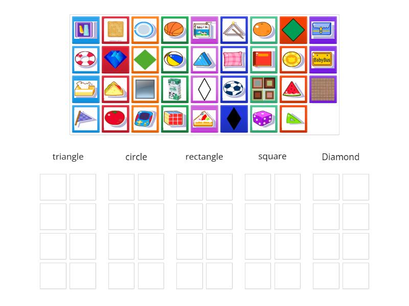 Triangle, circle, rectangle, square, diamond - Group sort