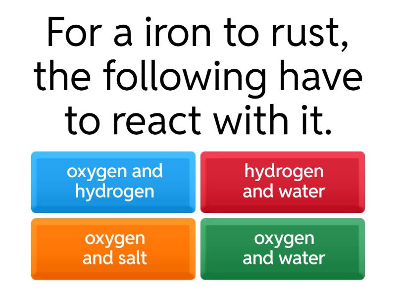Reaction of metals multiple choice - Quiz