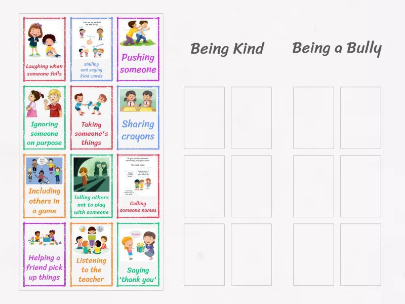 Being kind VS Being a Bully - Group sort