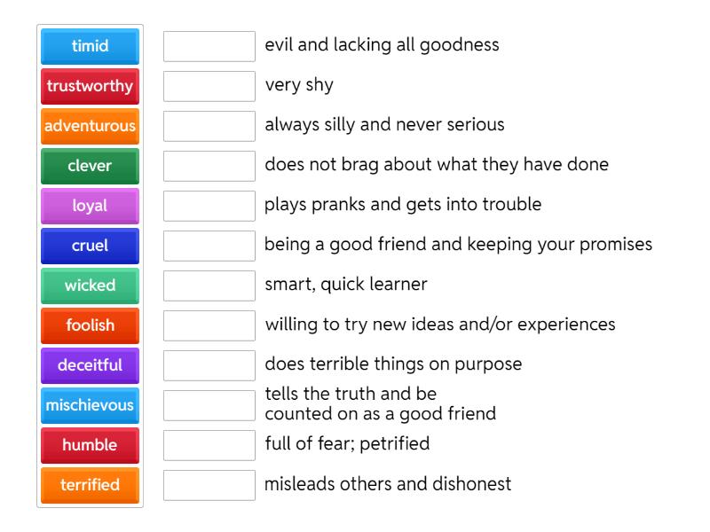 Character Traits - Match up