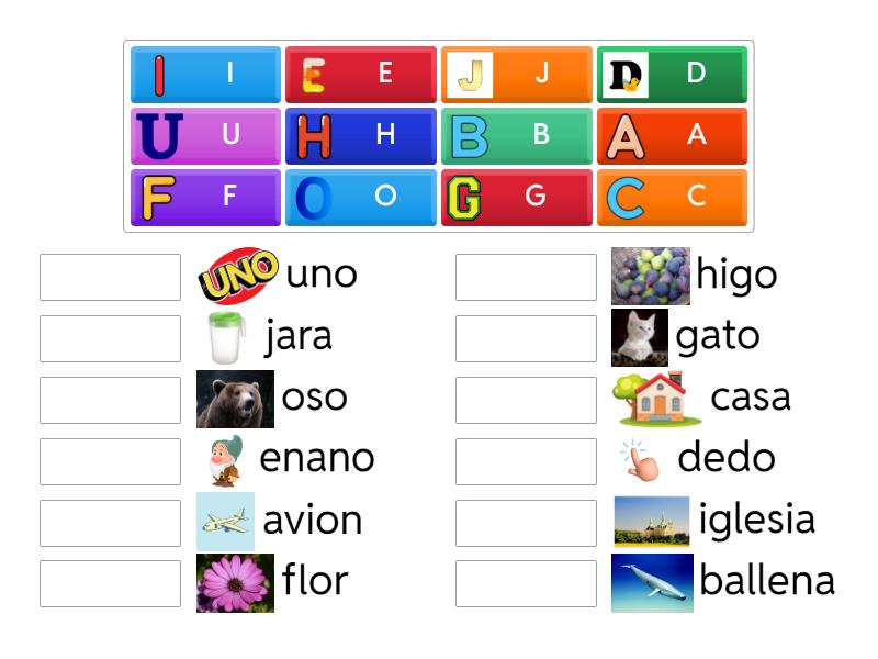 Las vocales y las consonantes - Match up